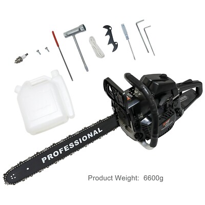 Black 58cc Chainsaw 20" Gasoline Powered Chain Saws Engine Cutting Wood ...