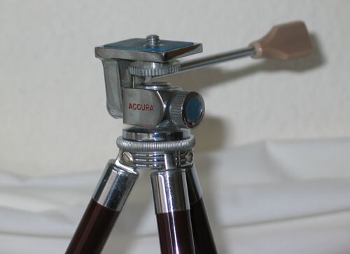 Vintage Accura Camera Tripod 42" Brass Legs - Chrome & Burgundy ...