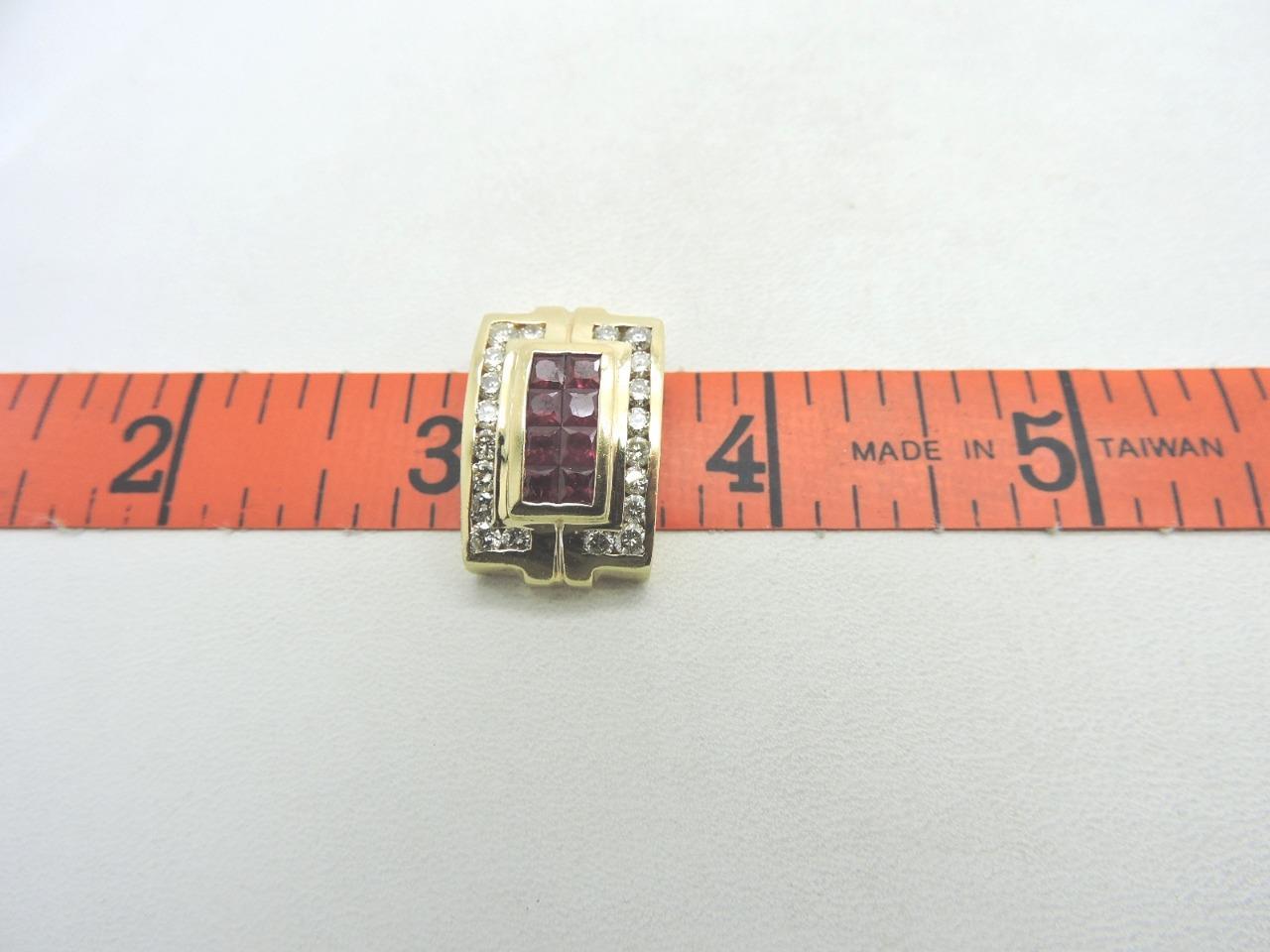 14k Solid Yellow Gold 2.04 CT Ruby & Diamond Slider necklace Enhancer ...