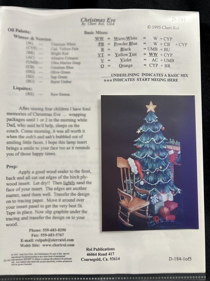 Vintage Tole Decorative Painting Packet Christmas Eve Cheri Rol D-184 ...