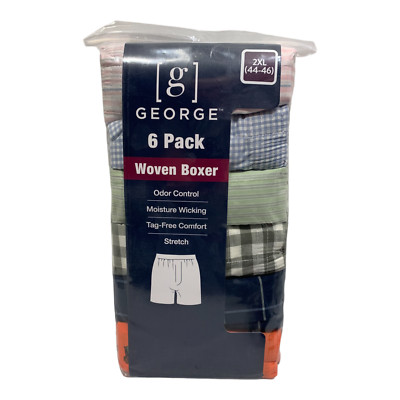 Men's GEORGE Package of 6 Pair Woven Boxers Size 2XL (44-46) MULTI | eBay