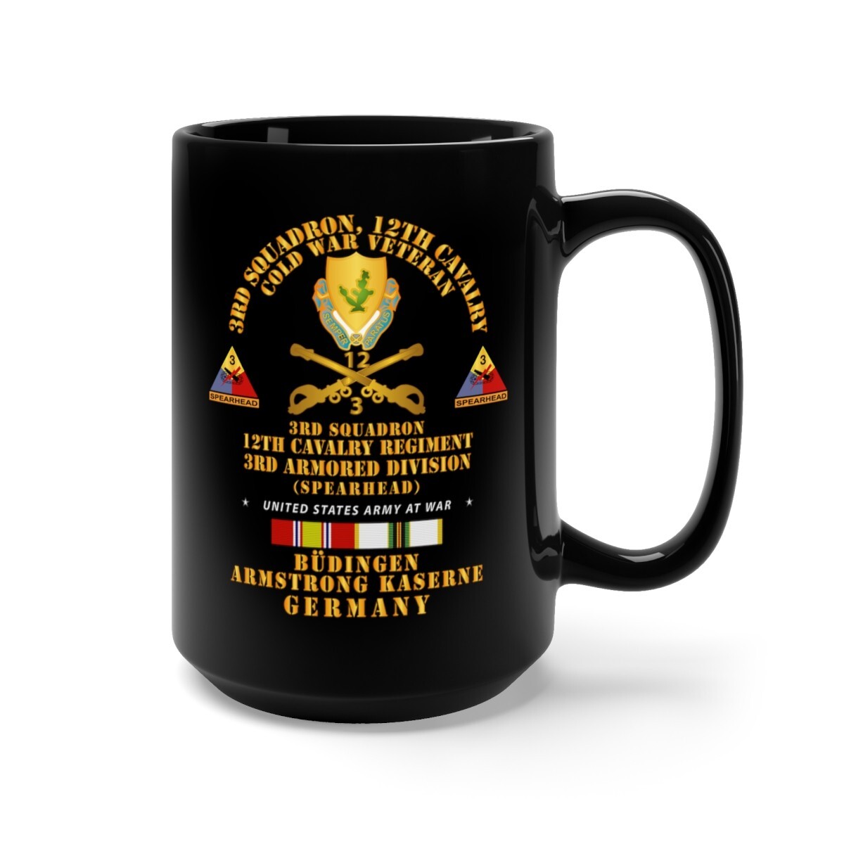 Black Mug 15oz - Army - 3rd Sqdn 12 Cav - 3rd AD - Budingen Germany ...