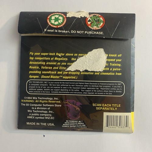 Raptor Call Of The Shadows Id Software 1994 on 3.5” Floppy Disks 1 & 2 ...