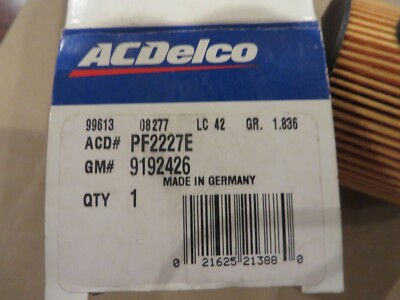 OEM # 9192426 GM General Motors AC DELCO # PF2227E OEM new OIL FILTER ...