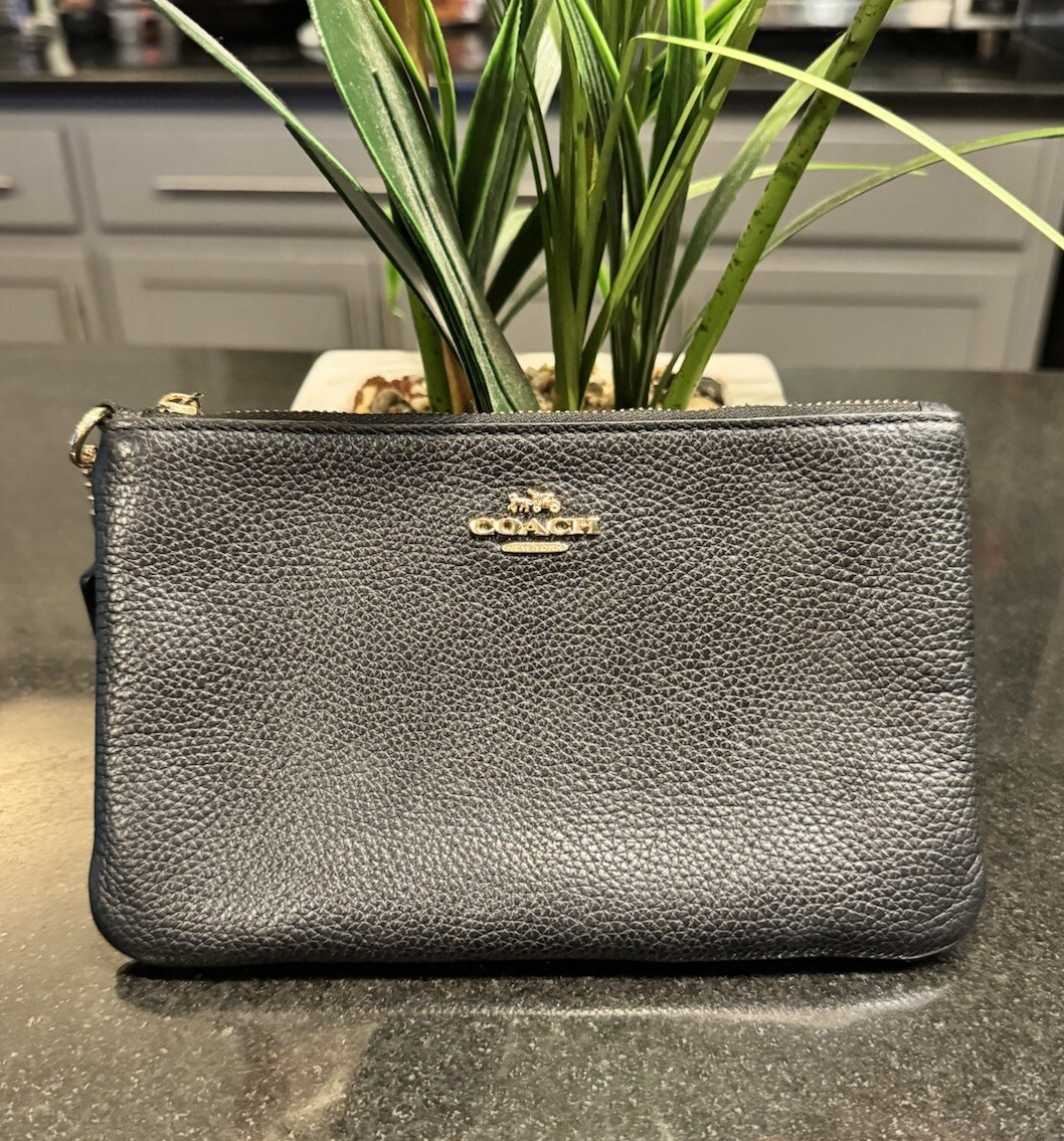 COACH Wallet without Strap Top Zip Crossgrain Black L… - Gem