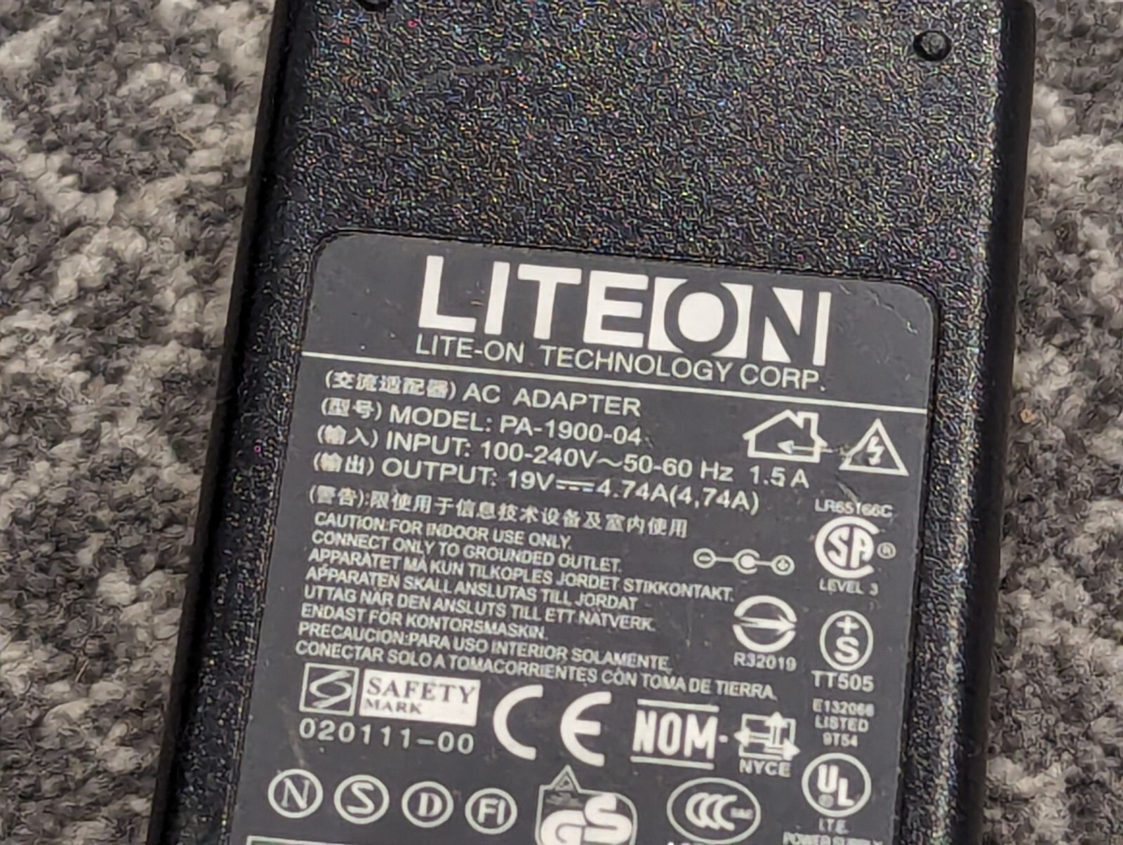 Genuine Acer Liteon 5742 5741 5551 5552 5733 7720 19v 4.7A Charger PA ...