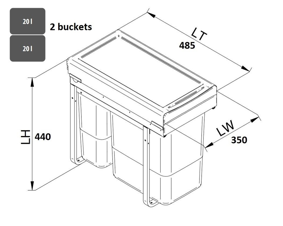 Recycle Bin Pull Out Kitchen Waste Bin SOFT CLOSE 300mm and 400mm unit ...