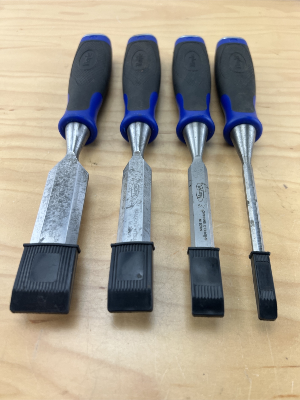 Marples 5 Piece Blue Cushion Handle Bevel Edge Paring Chisel Set Sheff ...