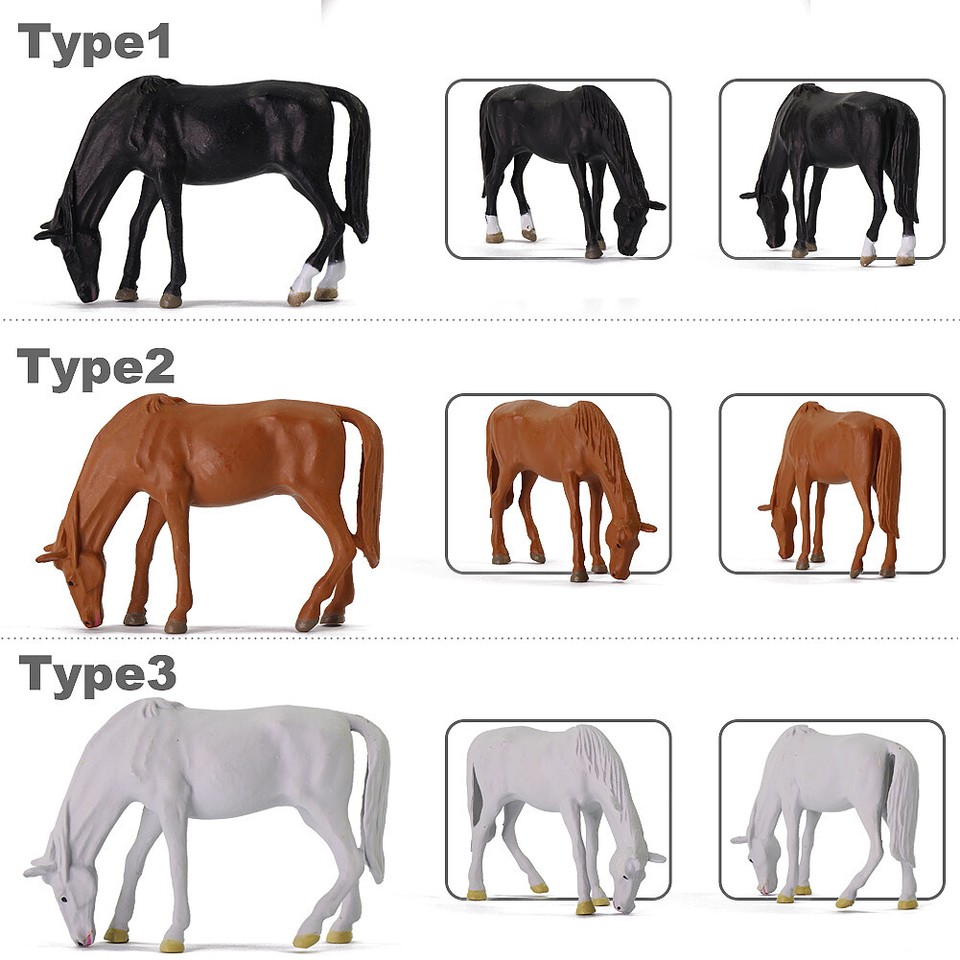 Evemodel 15pcs Model Trains O Scale Painted Horses Cows 1:43 PVC ...