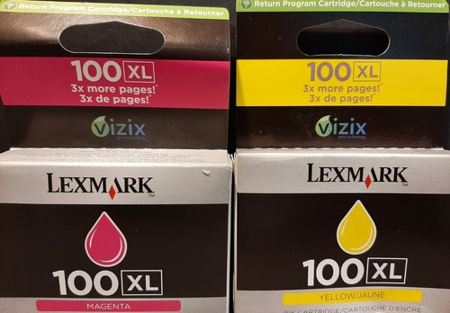 Lexmark 100 XL Printer Ink * Magenta & Yellow * Brand New Printer Ink ...