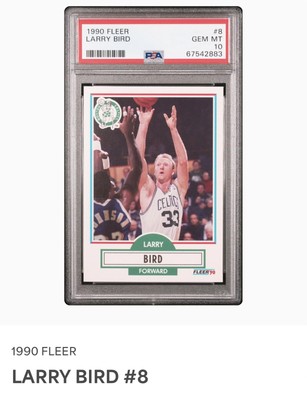 1990 Fleer Basketball Larry Bird GEM MINT PSA 10 Error No Black Line ...