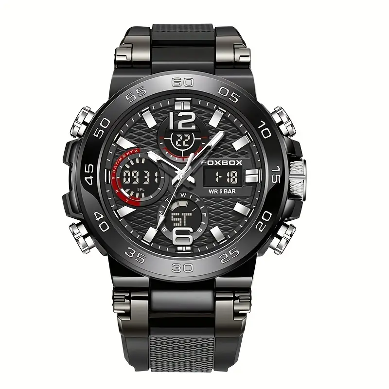 Men Quartz Watch Waterproof Dual Display Digital Luminous Watch Holiday ...