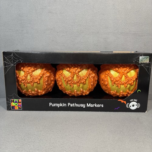 New 3-pack Halloween Decor Spooky LED Pumpkin Pathway Markers Timer ...