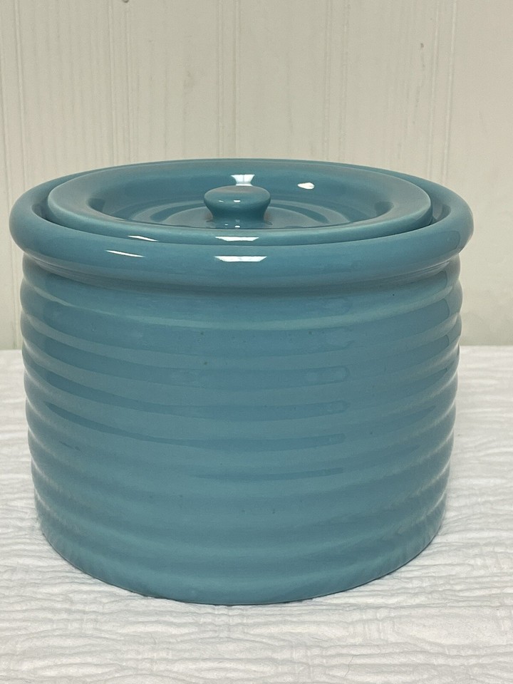 Bauer Pottery Los Angeles Ringware Crock w Lid Blue 2000 Spice Jar ...