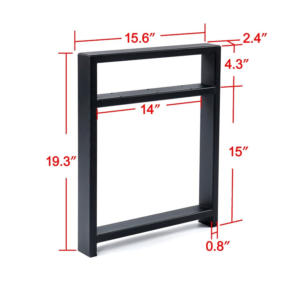 19" Black Metal Bench Legs Heavy Duty Metal Coffee Table Legs Set of 2 ...