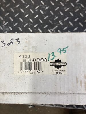 BRIGGS & STRATTON 4138 4-PACK OF 399806S AIR FILTER | eBay