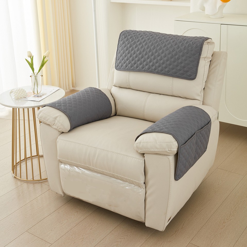 Recliner Headrest Sofa Cover Armrest Cover With Pockets Sofa Headrest ...
