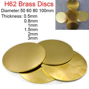 H62 Solid Brass Discs Blanks Metal Round Sheets OD 50-100mm Thick 0.5mm ...