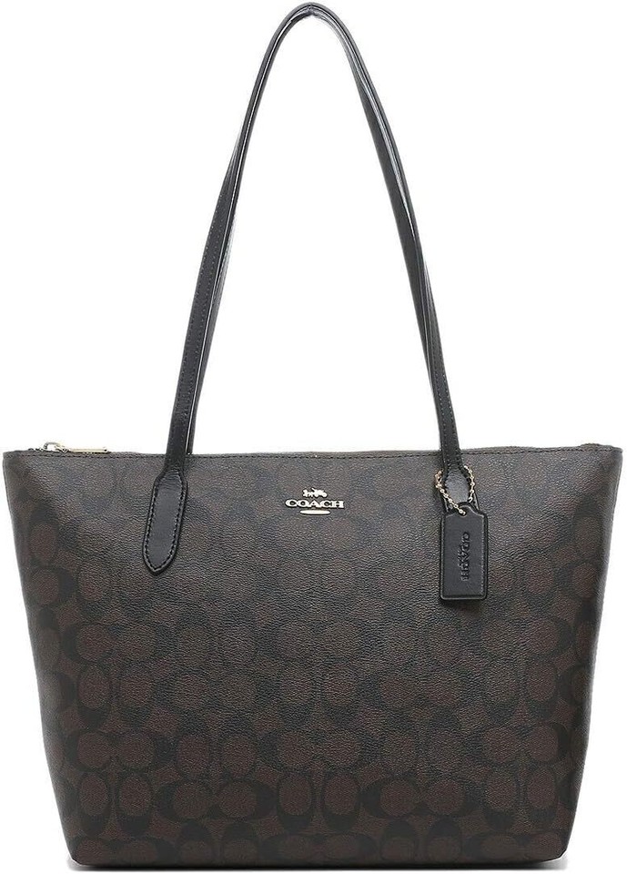 [Coach] Signature City Zip Tote Tote Bag F58292 Brown/Black | eBay