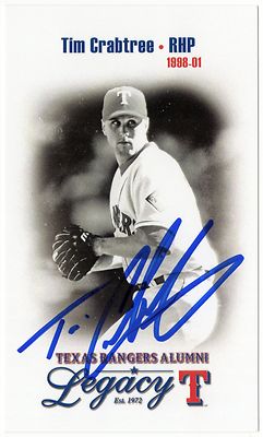Texas Rangers Alumni Legacy *AUTOGRAPHED* Postcard Tim Crabtree SGA ...