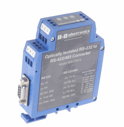 B&B ELECTRONICS 485LDRC9 OPTICALLY ISOLATED RS-232 TO RS-422/485 ...