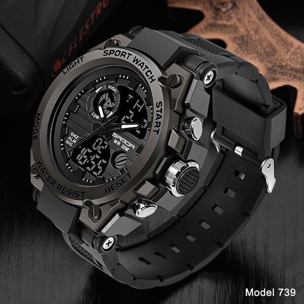 Men Military Army Mens Watch Waterproof Sport Wristwatch Dual Display ...