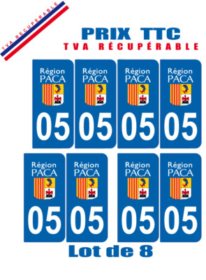 Lot 4 paires 8 stickers PRIX TTC TVA Récupérable Style AUTO Plaque Logo ...