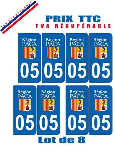 Lot 4 paires 8 stickers PRIX TTC TVA Récupérable Style AUTO Plaque Logo ...