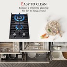 30cm Gas Cooktop Black Tempered Glass 2 Burners Built-in Hob NG/LPG ...
