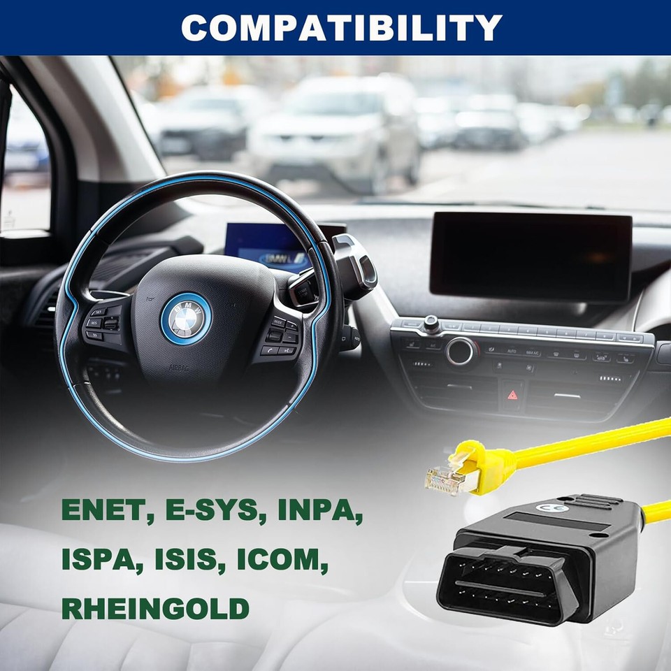 ENET Ethernet Cable For BMW OBD ICOM E-SYS ISTA Bimmercode F-Series OBD2 cable | eBay