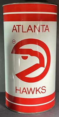 Vintage 1980s NBA Metal TRASH CAN Garbage Can ATLANTA HAWKS | eBay