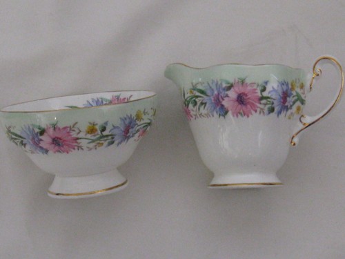 Vintage FOLEY BONE CHINA, EB 1850, CREAMER & SUGAR SET CORNFLOWER ...