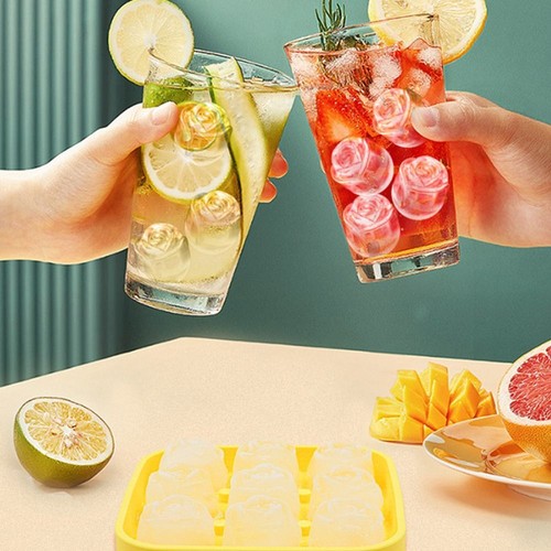 Silicon Ice Cube Trays Rose Shape Ice Ball Maker Fun Ice Molds Whiskey ...