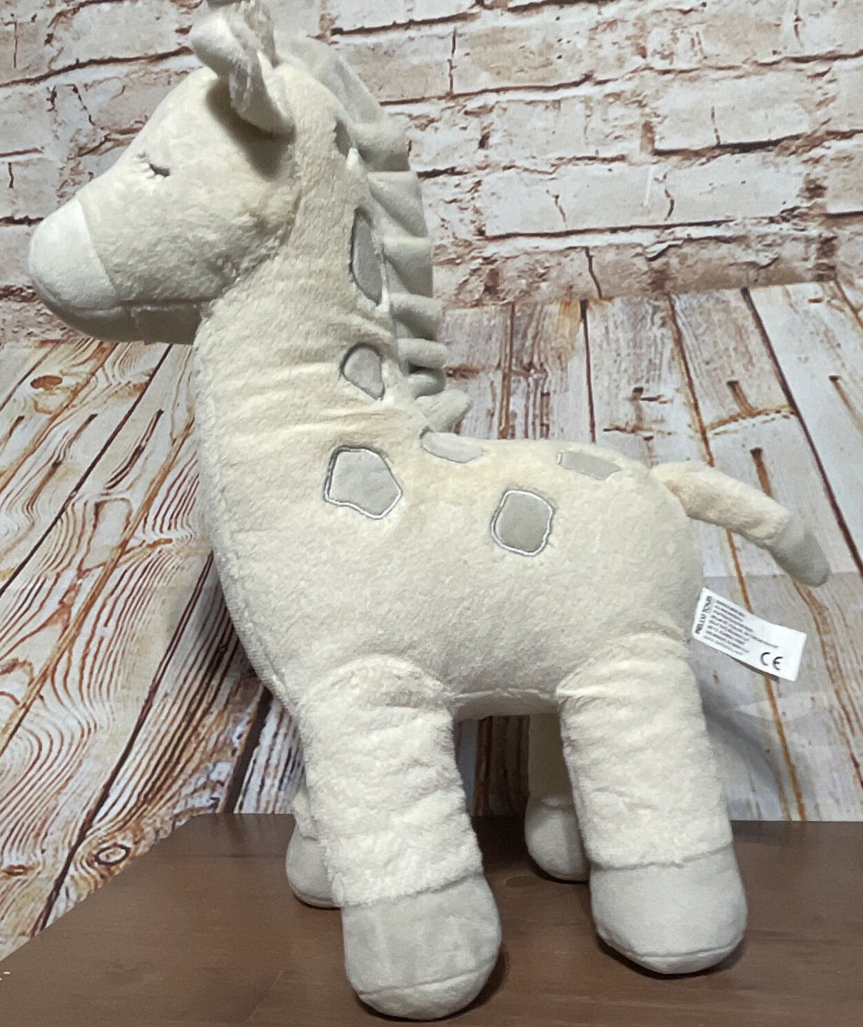 Kellytoy Giraffe Cream and Grey Rattle 18 Inch Plush Embroidered Spots ...