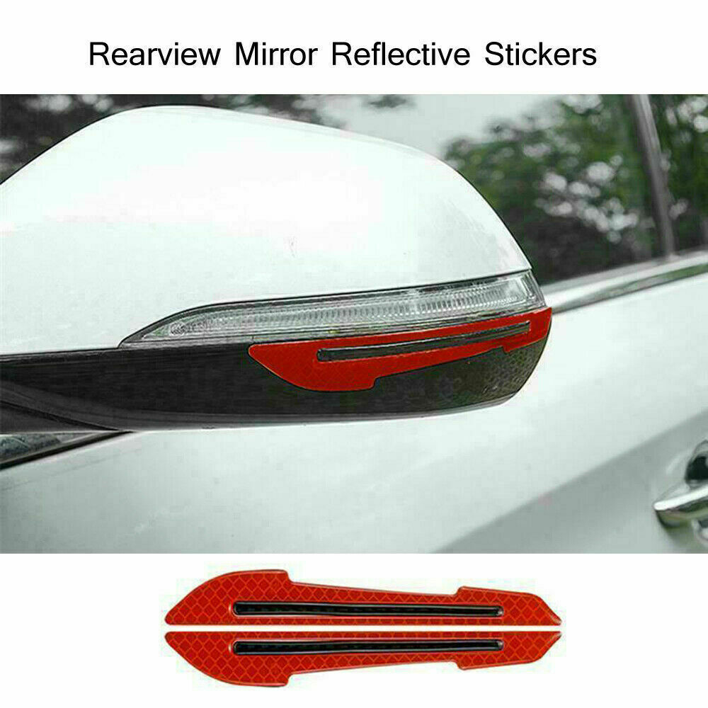 2x Red Accessories Reflective Carbon Fiber Car Side Mirror Warning ...