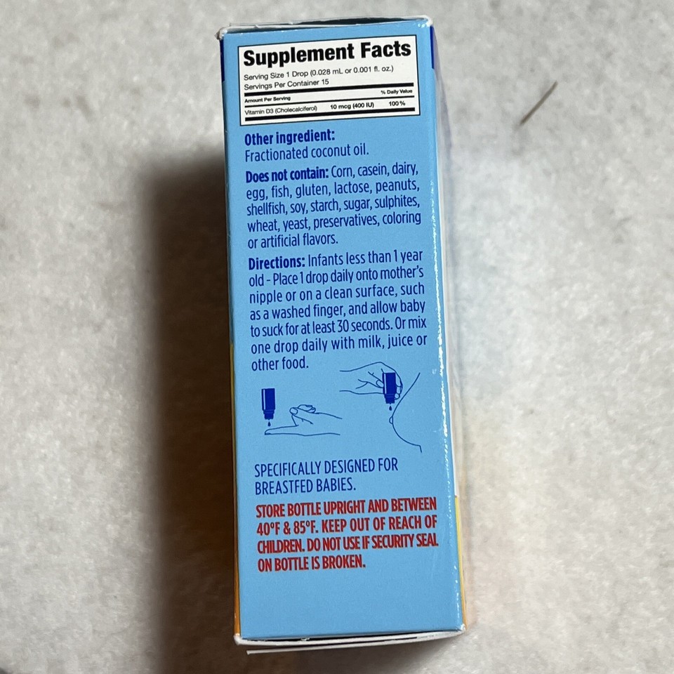 Baby D Drops Liquid Vitamin D3 Sample Size 3 Boxes EXP 05-2027 15 Drops ...