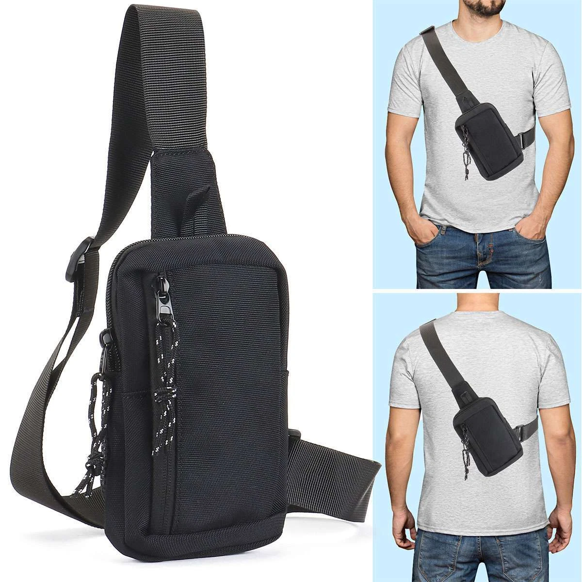 Men's Shoulder Bag Oxford Chest Bag Sling Crossbody Bag Casual Travel ...