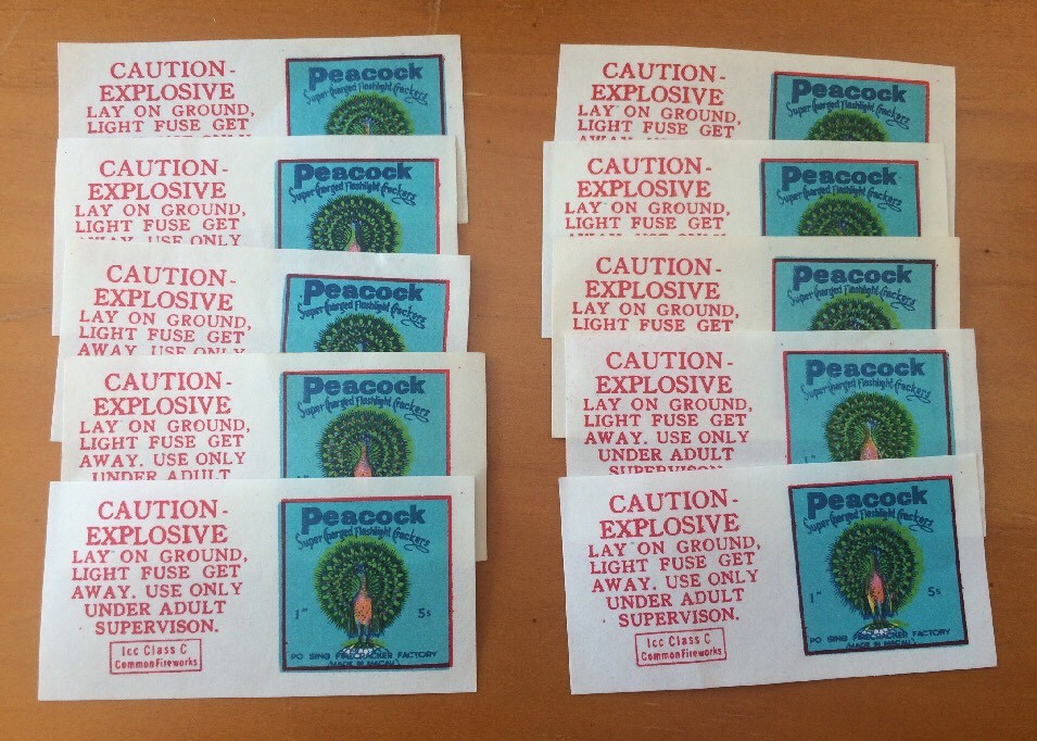 Vintage Po Sing Peacock Penny Firecracker Pack Label Collection | eBay