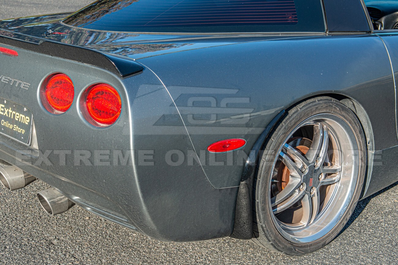 EOS Extended GLOSSY BLACK Rear Rock Guards Mud Flap Pair For 97-04 ...