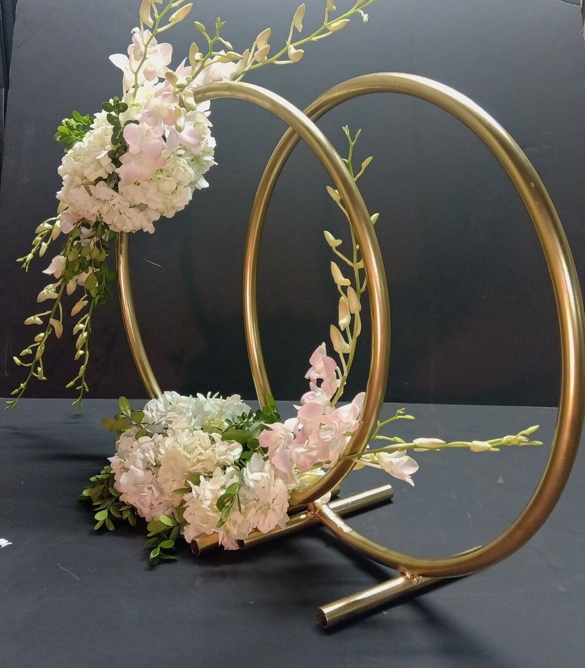 20" Gold Round Circle Ring Moon Hoop Wreath Table Wedding Centerpiece ...