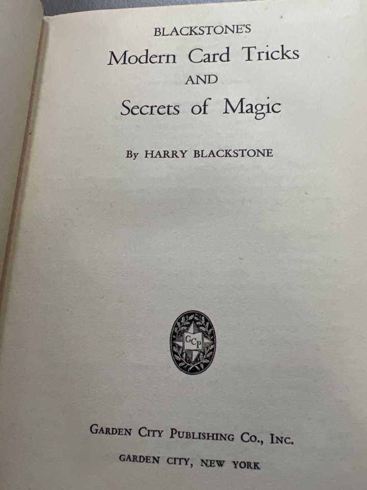 Modern Card Tricks By Harry Blackstone 1941 - used | eBay
