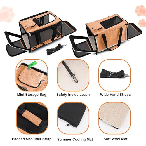 Dog Carry Bag for Puppy Pet Soft-Shell Portable Kennel Crate for 0-15 ...