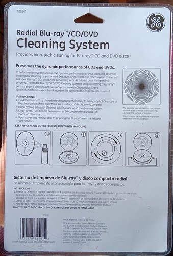 GE Radial Blu-ray/CD/DVD Disc Cleaning System Model 72597 New Sealed Package 30878725972| eBay