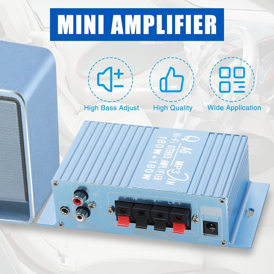 Mini Audio Amplifier Car Audio 2 Channel Amplifier Hi-Fi Mini Stereo ...