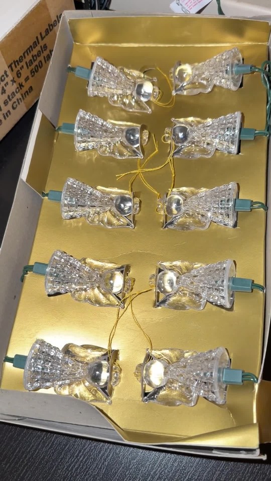 Silvestri Christmas Lights String 10 Angel Bulbs Straight Line ...