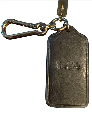 COACH Valet Trigger Snap Bag Charm Key Ring Fob Leather Black Gold | eBay