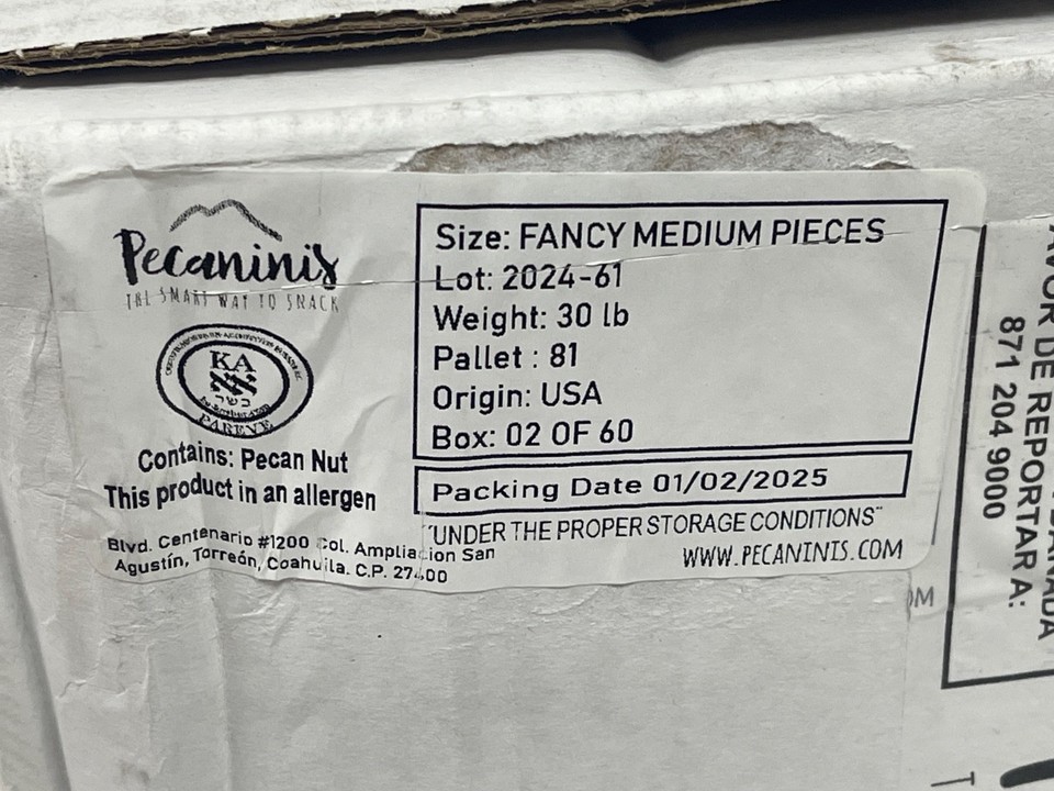 30 lbs Fancy Medium Pecans Pieces Pecaninis The Pecan Brand Sealed Bag ...