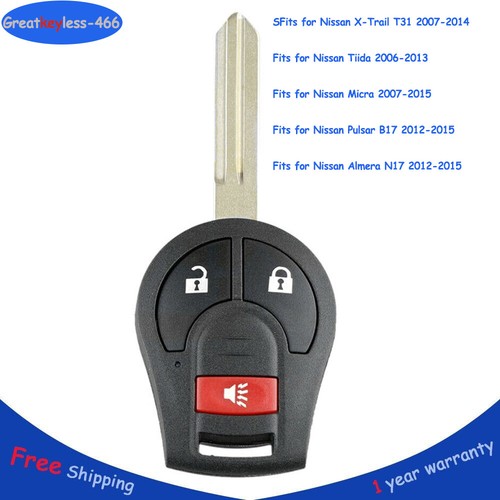 433MHz Car Remote Key For Nissan X-Trail T31 Tiida Micra Pulsar Almera ...