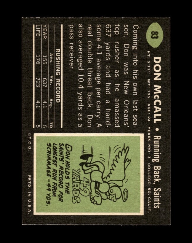 1969 Topps Set-Break # 83 Don Mccall NM-MT OR BETTER *GMCARDS* | eBay