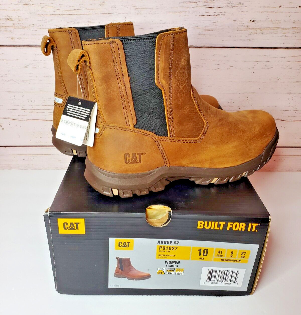 CATERPILLAR Women STEEL TOE Abbey Safety Boots Industrial Work Shoes Sz ...